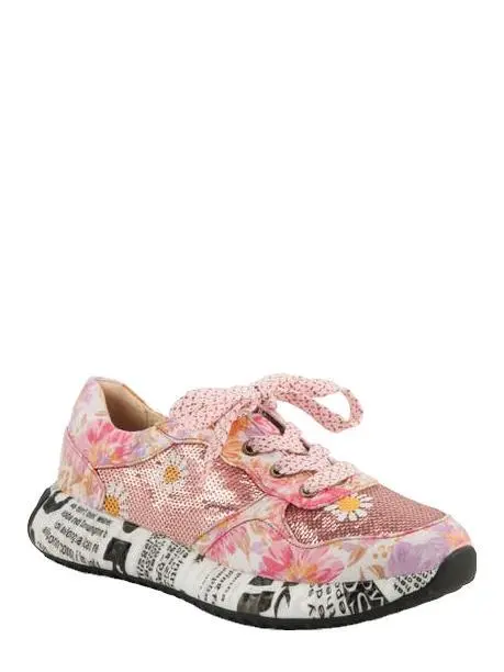 SPRING STEP SHOES Hand-painted Sequined Sneakers - Pink Multi