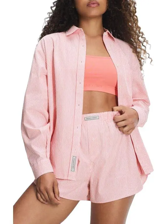 SAVAGE X FENTY Kickback Casuals Pajama Button-up Shirt - Pink Odyssey Line By Line