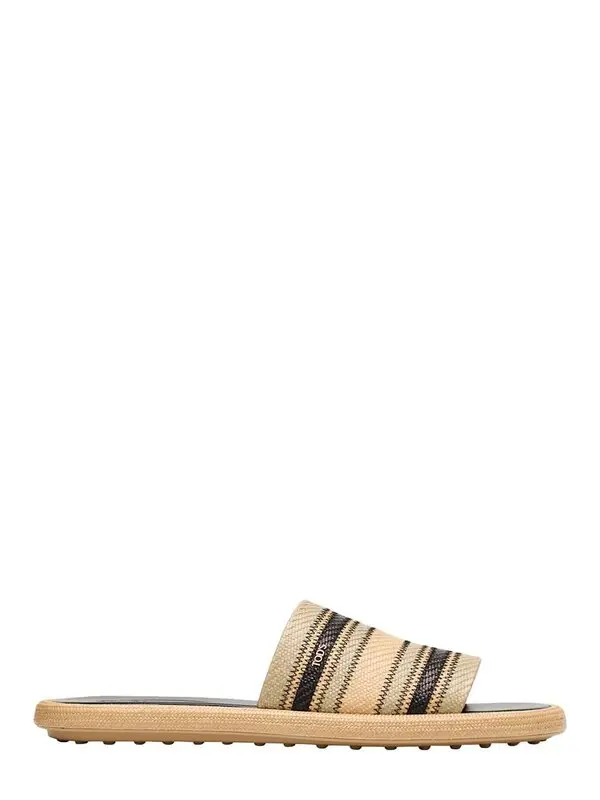 TOD'S Palmera Striped Band Slide Sandals - Talpa