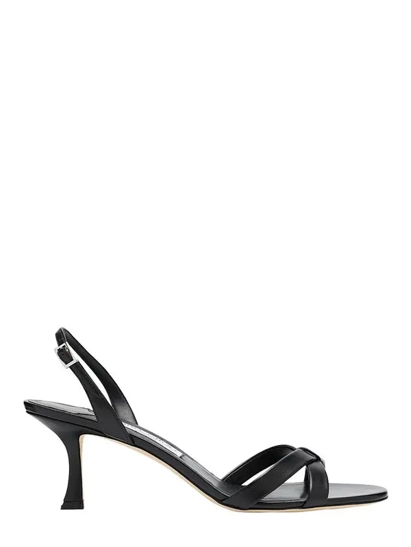 JIMMY CHOO Elsy 70 Leather Sandals - Black