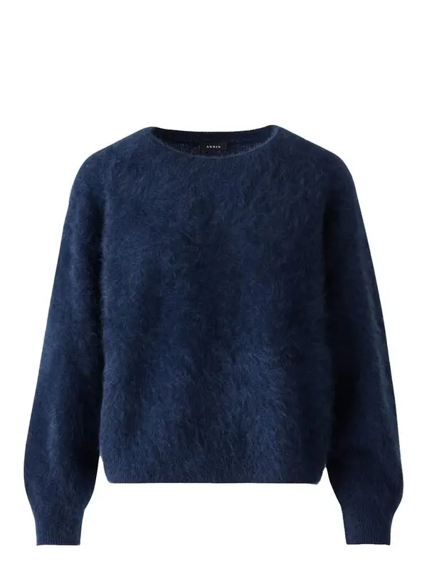 Akris Brushed Cashmere Crewneck Sweater - Navy