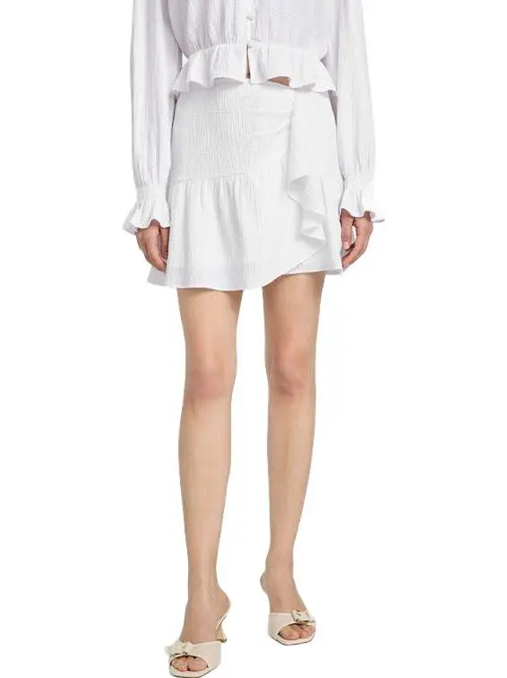 Guess Shaelo Gauze Ruffle Mini Skirt - White
