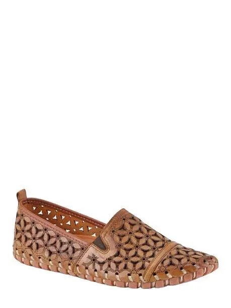 SPRING STEP SHOES Laser-cut Leather Flat - Light Brown