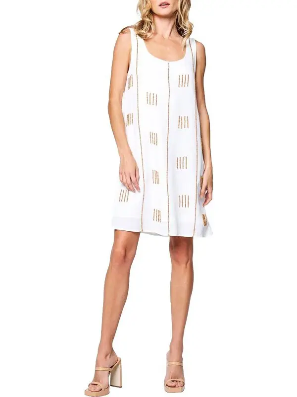 CIEBON Misella Beaded Sleeveless Dress - Cream