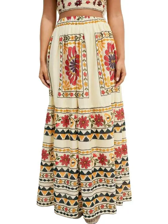 NEXT Floral Cotton Maxi Skirt - Neutral Multi