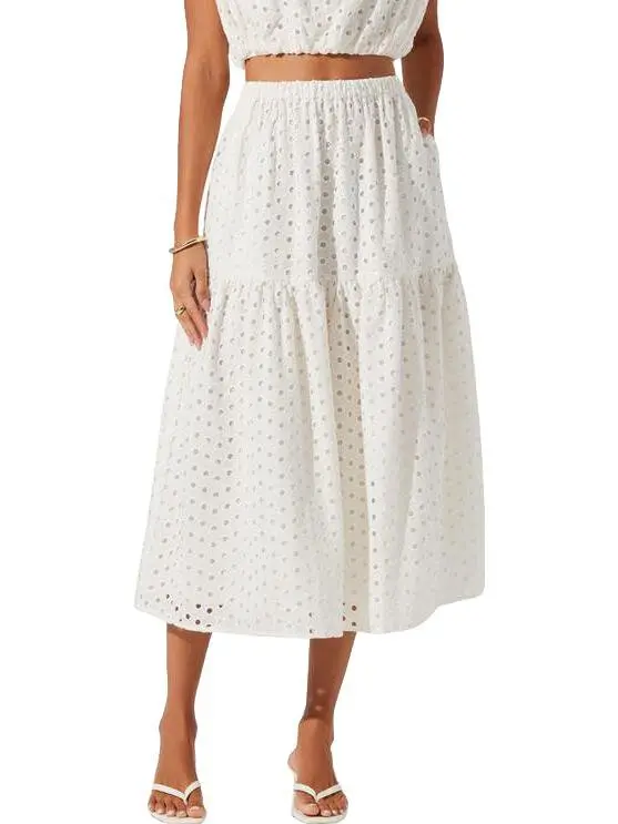Astr The Label Nalley Eyelet Tiered Skirt - White