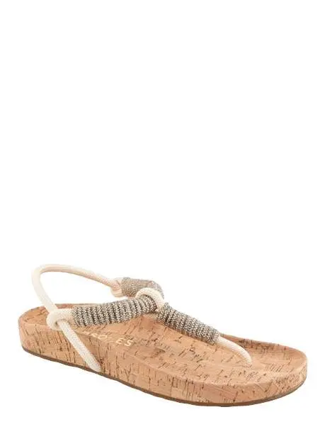 Aerosoles Crystal-embellished Flatform T-strap Sandals - Crystal/ Champagne Rope/ Cork