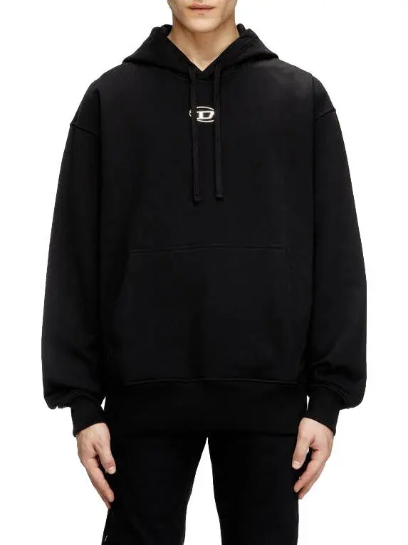 DIESEL® Oversized Metallic Logo Hoodie - Deep/ Black