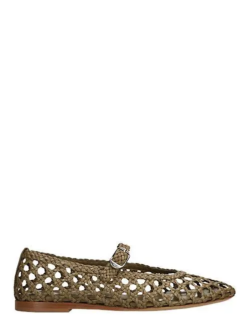 Le Monde Beryl Mary Jane Woven-leather Pumps - Khaki