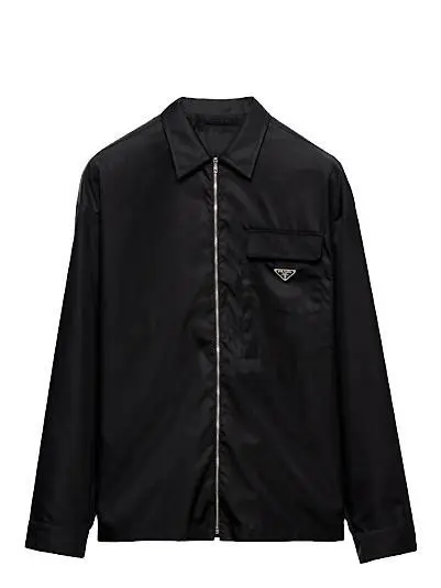 Prada Re Nylon Zip-up Woven Shirt - Black