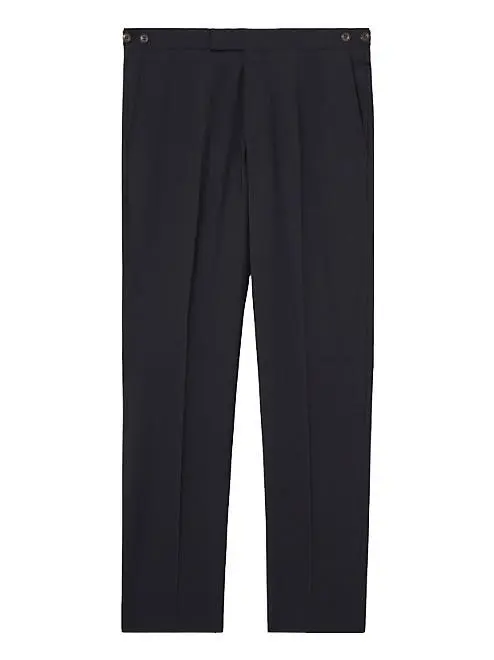 REISS Slim-fit Wool-blend Trousers - Navy