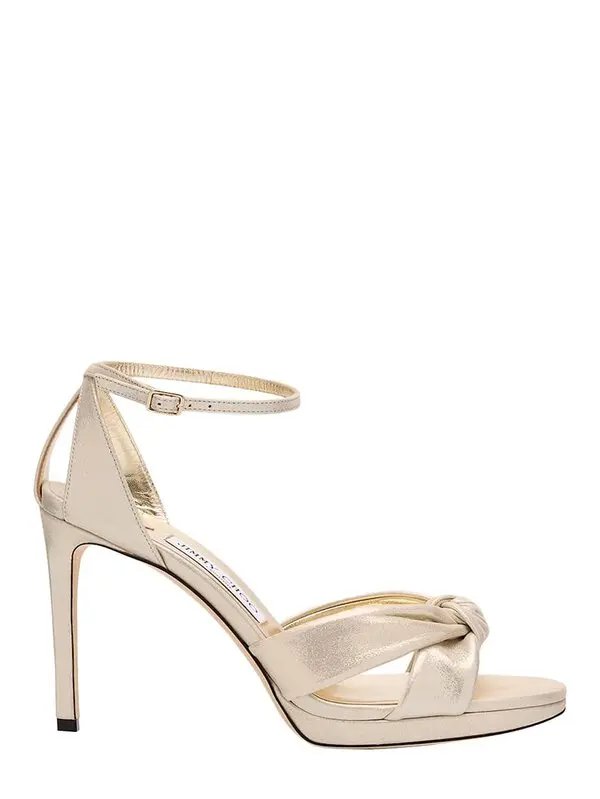 JIMMY CHOO Rosie 100 Shimmer Suede Sandals - Gold