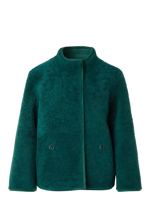 Akris Dru Reversible Shearling And Leather Jacket - English Green