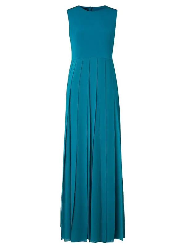 Akris Crepe Ribbon Skirt Gown - Laguna Blue
