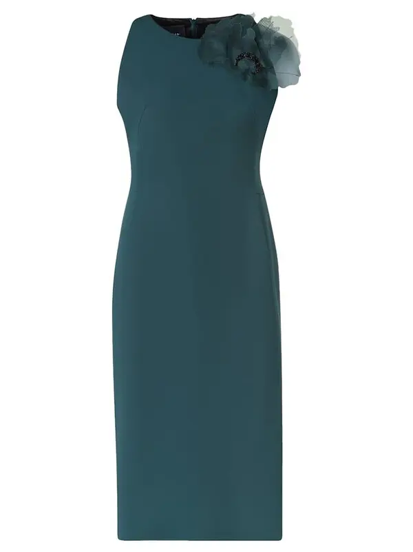 Akris 3d Anemone Flower Silk Crepe Sheath Dress - English Green