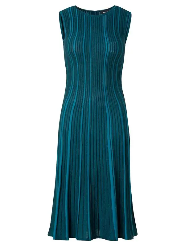 Akris Metallic Silk Rib-knit Midi Dress - River Green