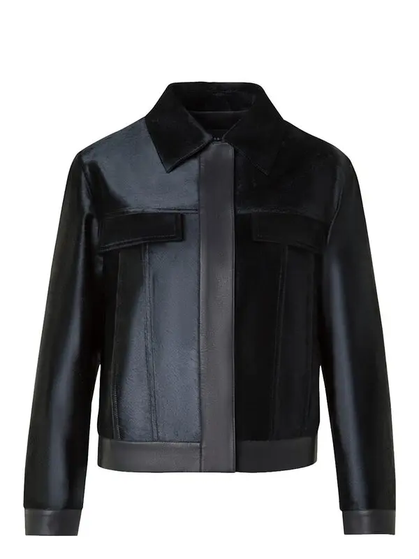 Akris Gemini Calf Shearling And Leather Trucker Jacket - Black