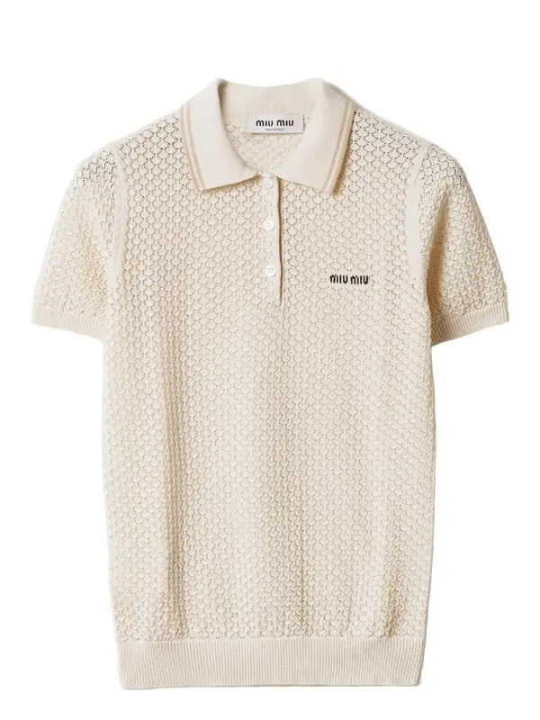 Miu Miu Cotton Polo Shirt - Natural