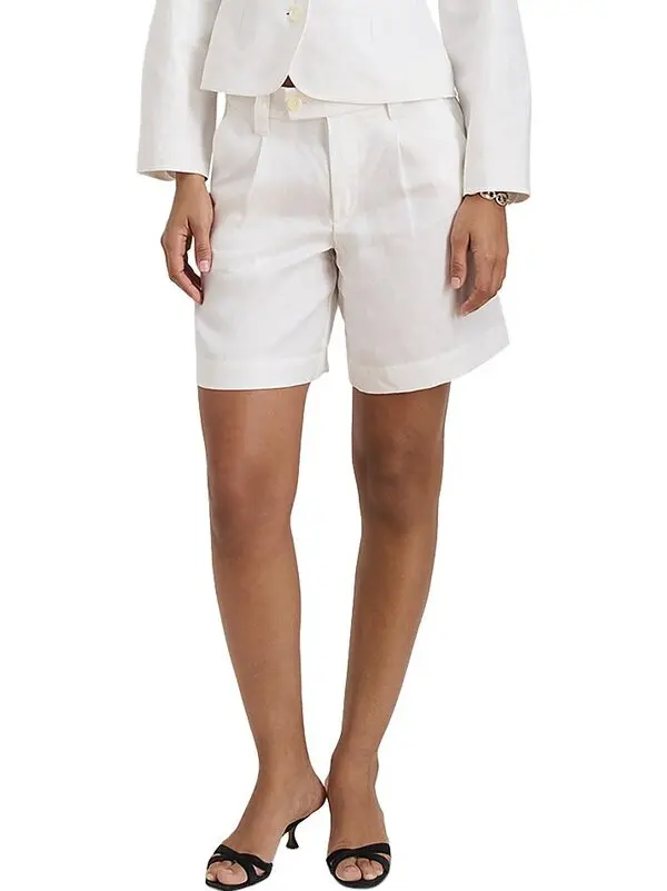 ALEX MILL Luna Pleated Linen Shorts - Off White