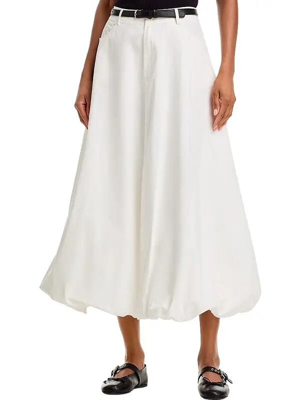 Aqua Poplin Bubble Maxi Skirt - White