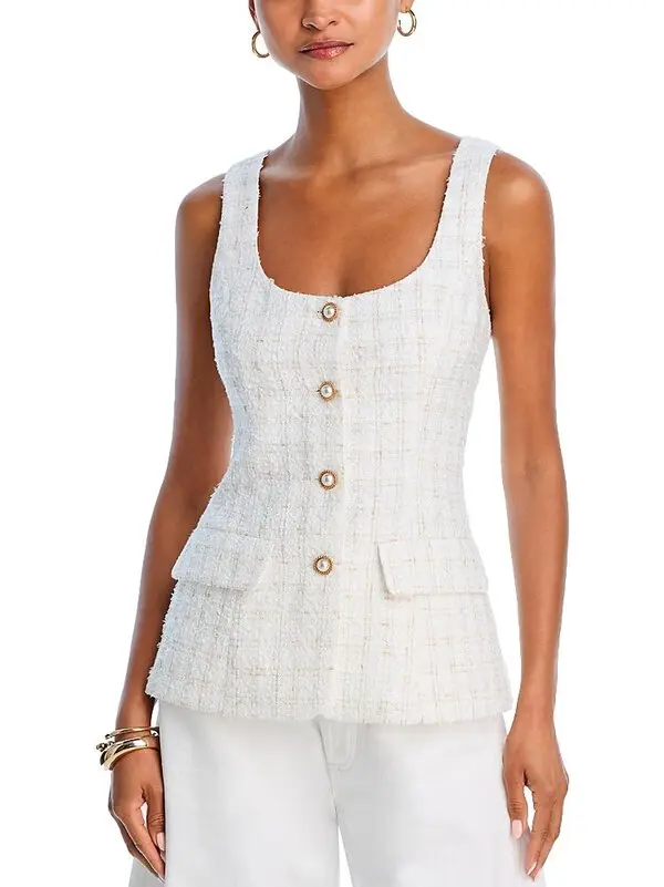 Aqua Tweed Vest - White/tan