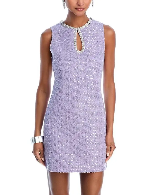 Aqua Sequined Sheath Dress - Purple
