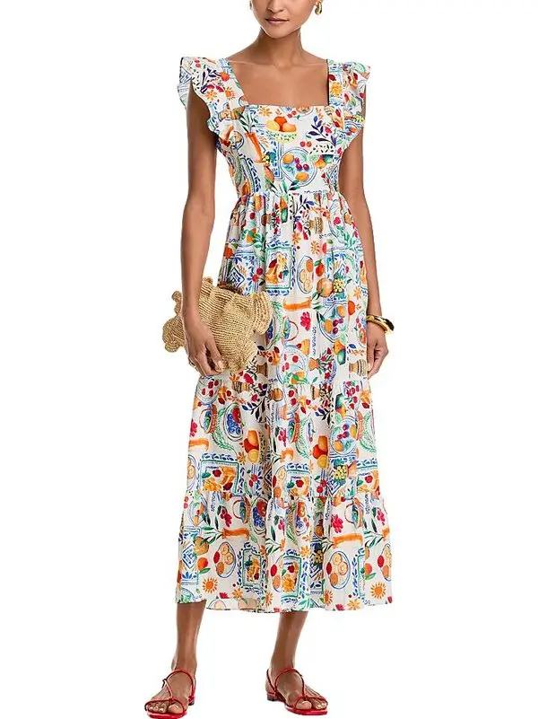 Aqua Picnic Maxi Dress - White Multi