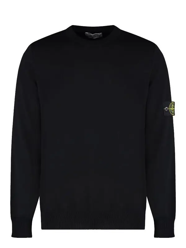 Stone Island Virgin Wool Crew-neck Sweater - Black