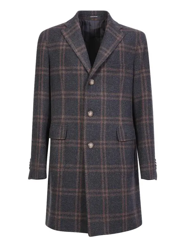 Tagliatore Windowpane Wool Coat - Grey