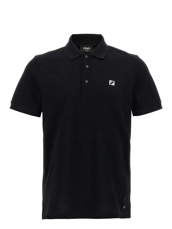 Fendi Ff Metallic Logo Polo Shirt - Black
