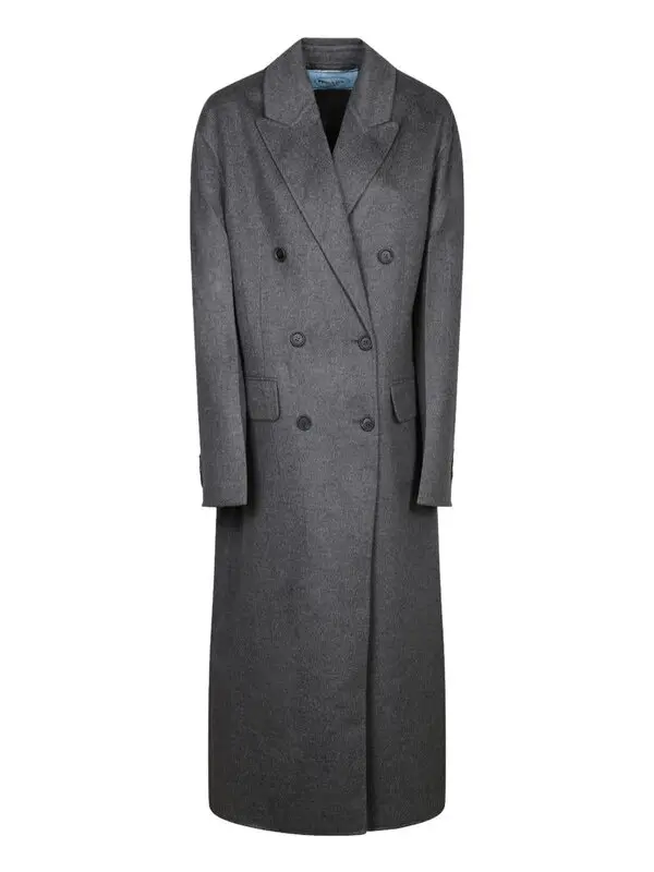 Prada Double-breasted Cashwool Coat - Grey