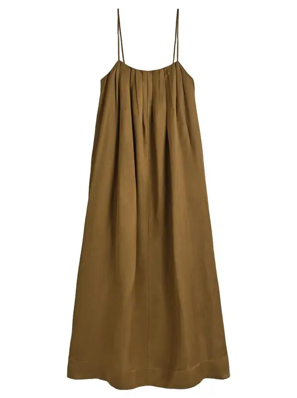 Cos Pleated Fluid Maxi Dress - Beige