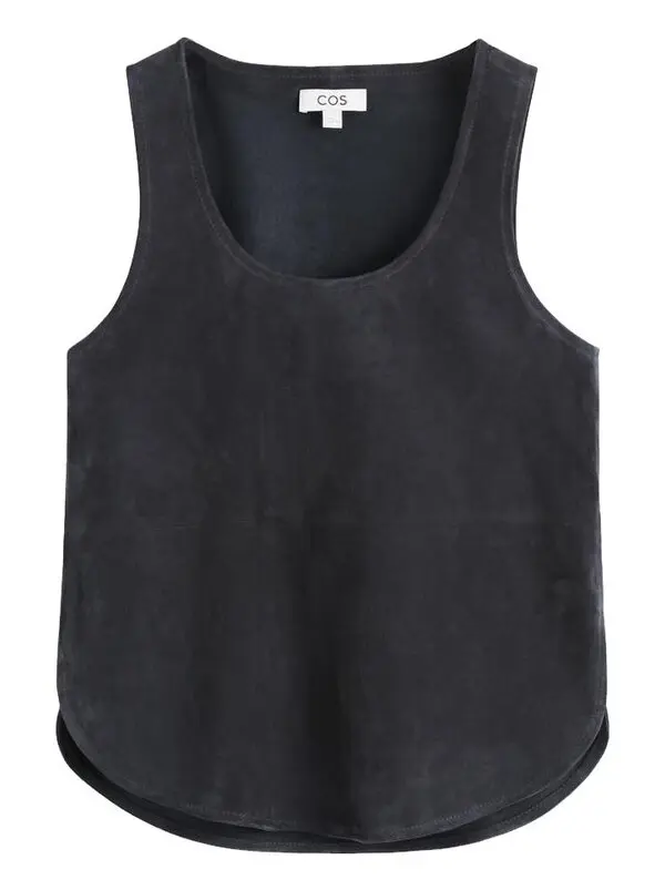 Cos Scoop-neck Suede Tank Top - Gray
