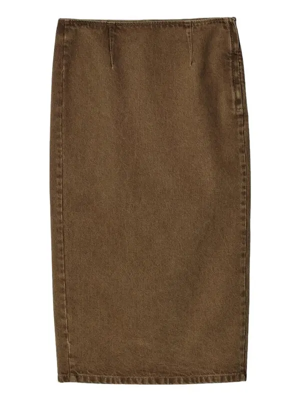 Cos Straight Denim Midi Skirt - Beige