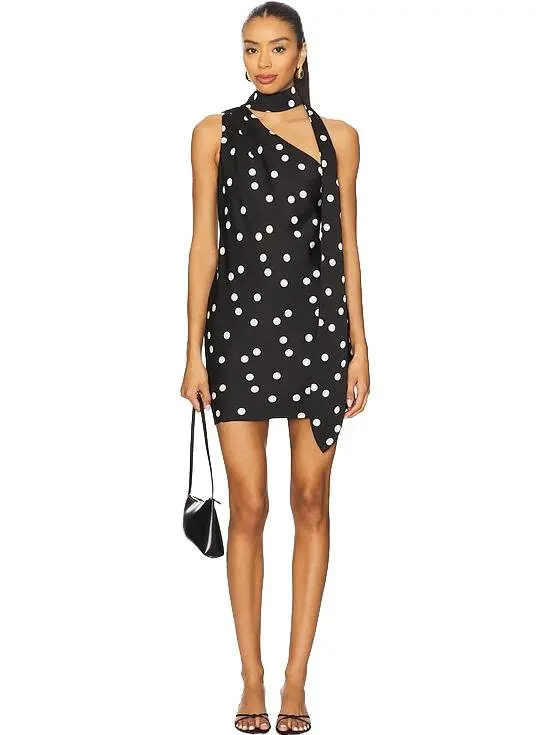 Line & Dot Gloss Scarf Mini Dress - Black