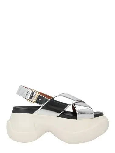 Marni Leather Platform Sandals - Silver