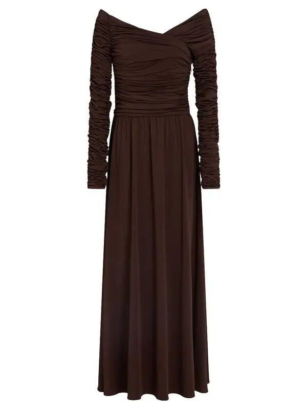 Altuzarra Off-the-shoulder Ruched Maxi Dress - Dark Brown