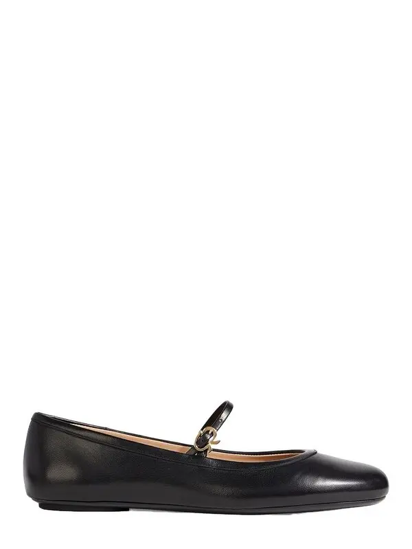 GIANVITO ROSSI Carla Leather Mary Jane Flats - Black
