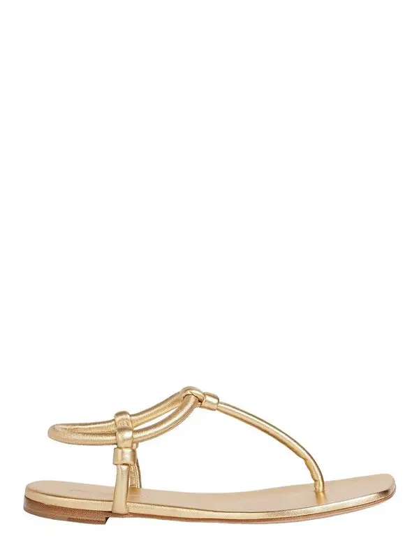 GIANVITO ROSSI Juno Metallic Padded Leather Sandals - Gold