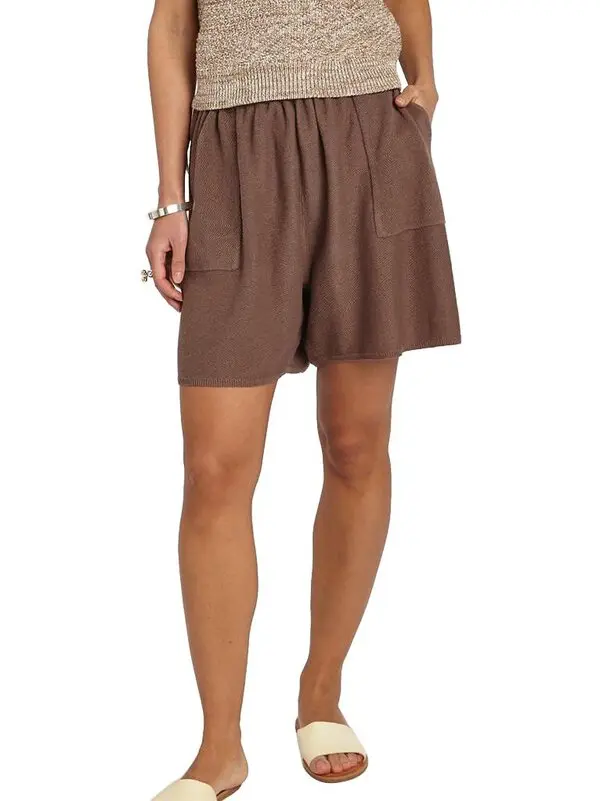 OYUN Wide Leg Linen Shorts - Dark Mauve