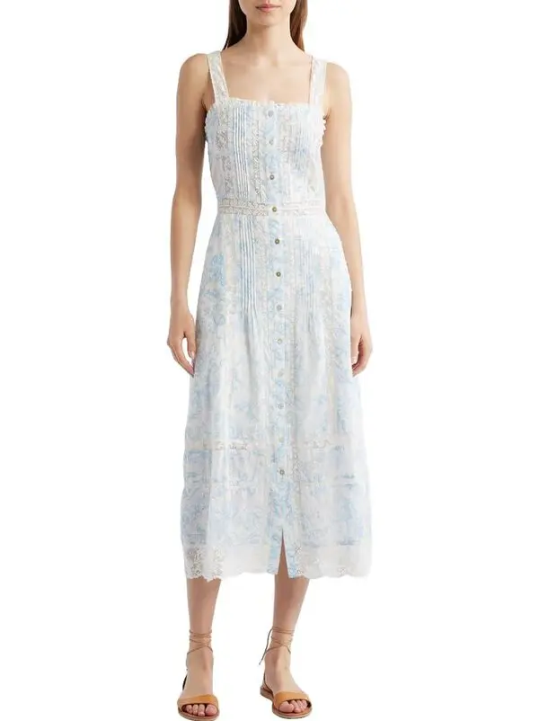 LoveShackFancy Judalon Lace A-line Dress - Blue Cove