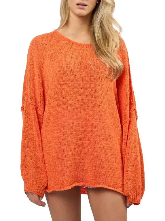 VIENS AVEC MOI Relaxed Fit Sweater - Orange Coral