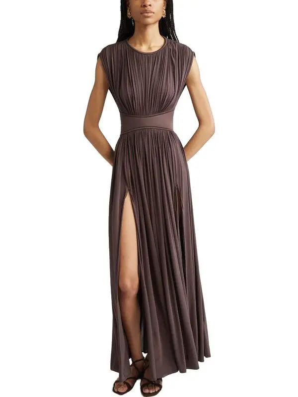 Zimmermann Illuminate Sleeveless Column Dress - Chocolate