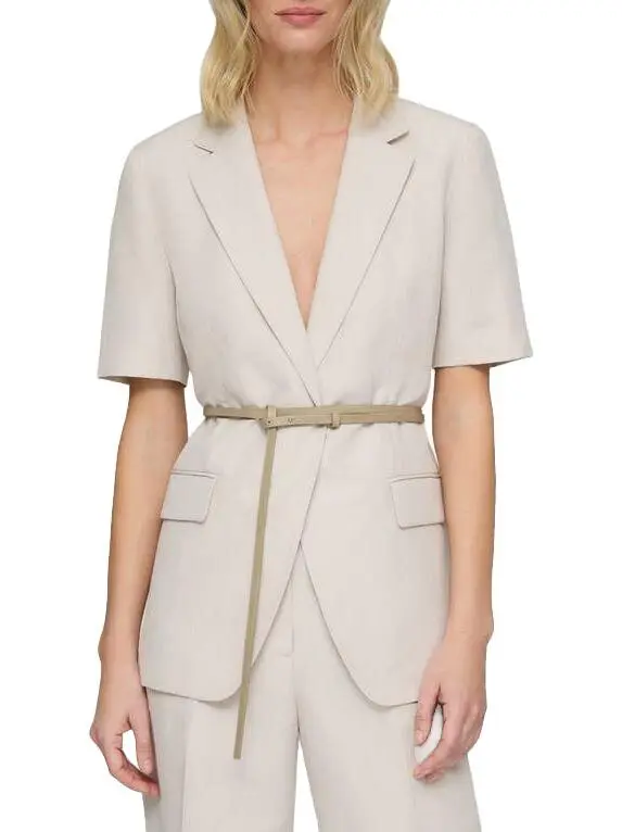 Lafayette 148 New York Short Sleeve Belted Blazer - Pearl