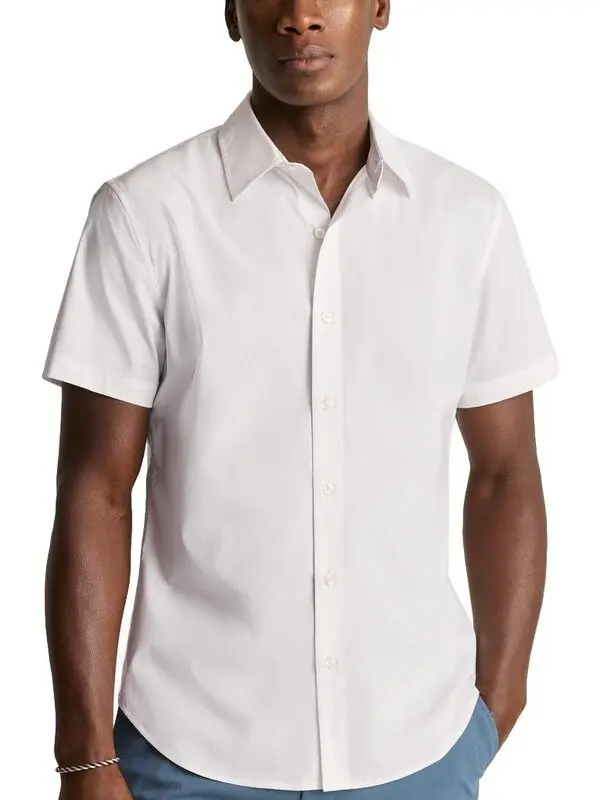 Bonobos Riviera Slim Fit Point Collar Short Sleeve Stretch Cotton Button-up Shirt - Brilliant White