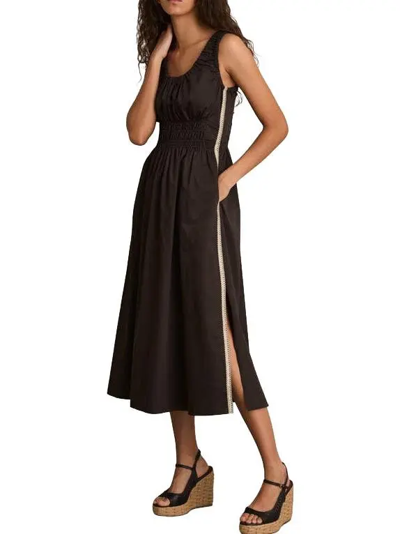 REISS Anouk Side Stripe Smock Waist Cotton Dress - Brown