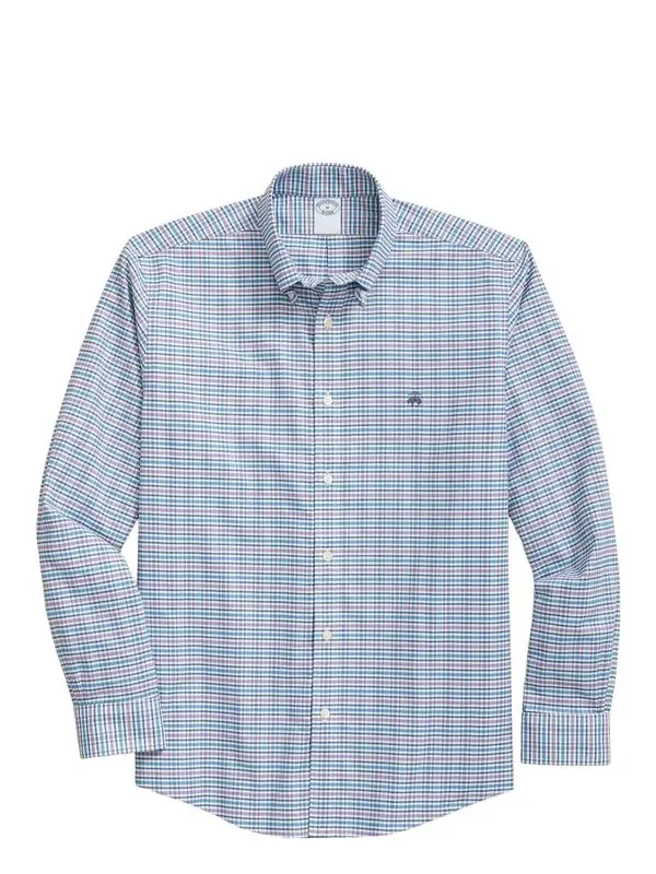 Brooks Brothers Regular Fit Check Plaid Cotton Button-down Oxford Shirt - Blue Multi