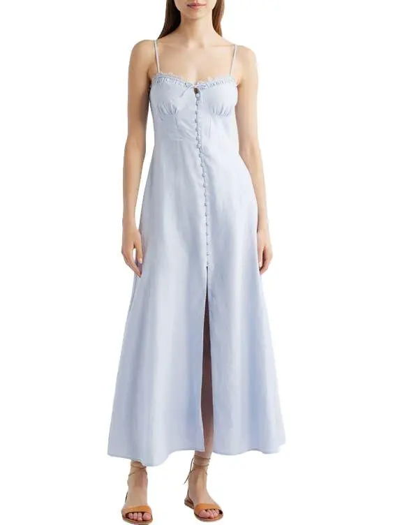 LoveShackFancy Linella Linen Maxi Dress - Summer Sky Blue