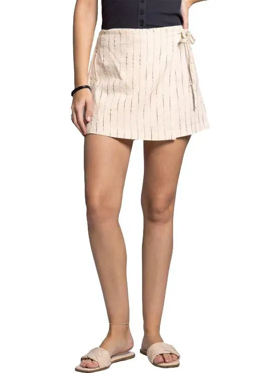THREAD & SUPPLY Striped Linen-blend Skort - Off White Black