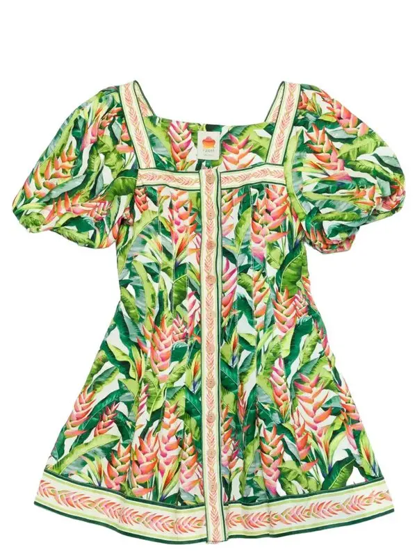 Farm Rio Floral-print Mini Dress - Green